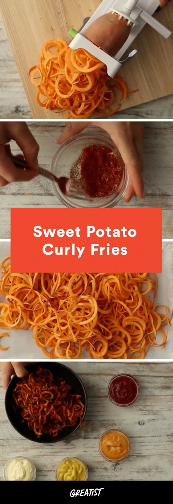Sweet Potato Curly Fries Made With a Spiralizer