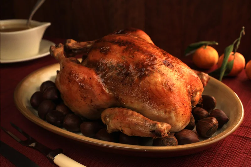 Roasted Capon with Citrus-Sherry Jus
