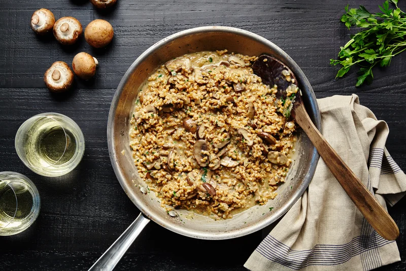 Easy Mushroom Farro Risotto