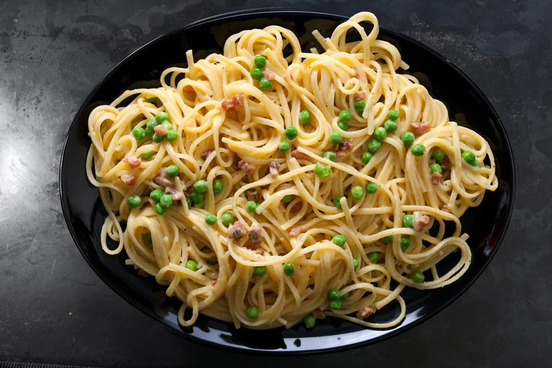 Pasta Carbonara With Peas