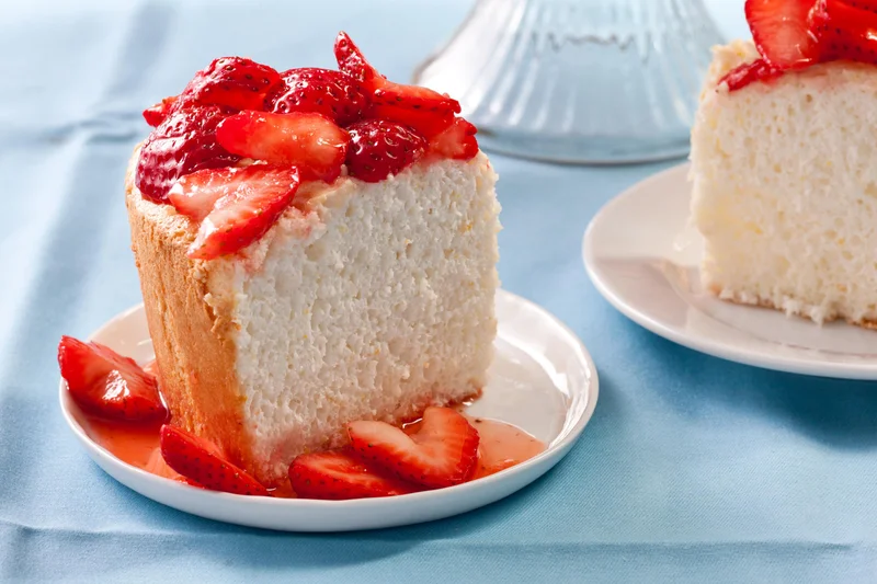 Orange Angel Food Cake with Strawberries