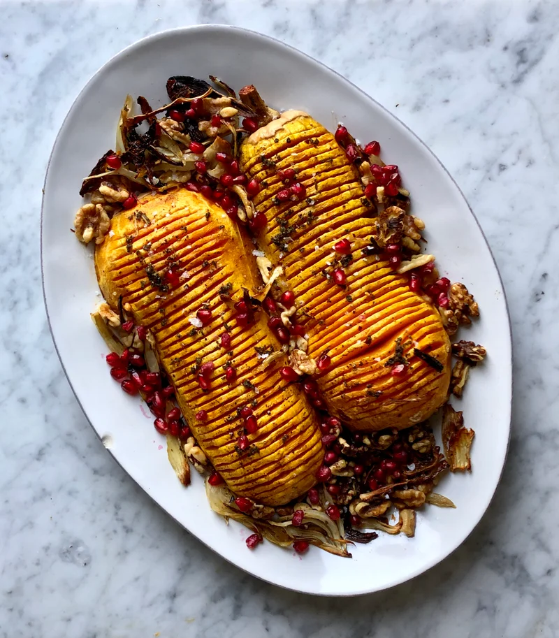Maple Hasselback Butternut Squash